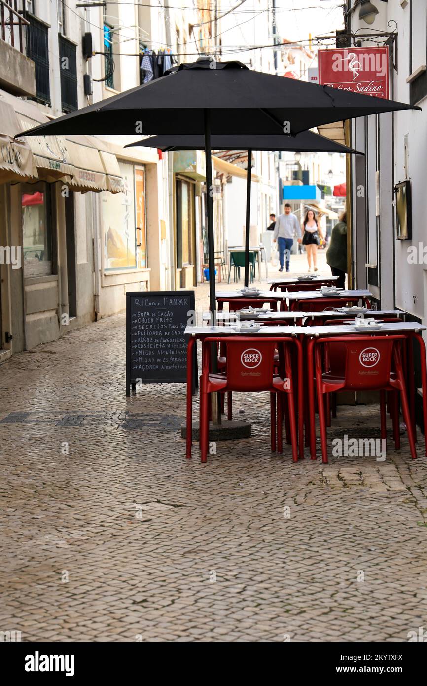 Alcacer do Sal, Setubal, Portugal- October 28, 2022: Bar with empty ...