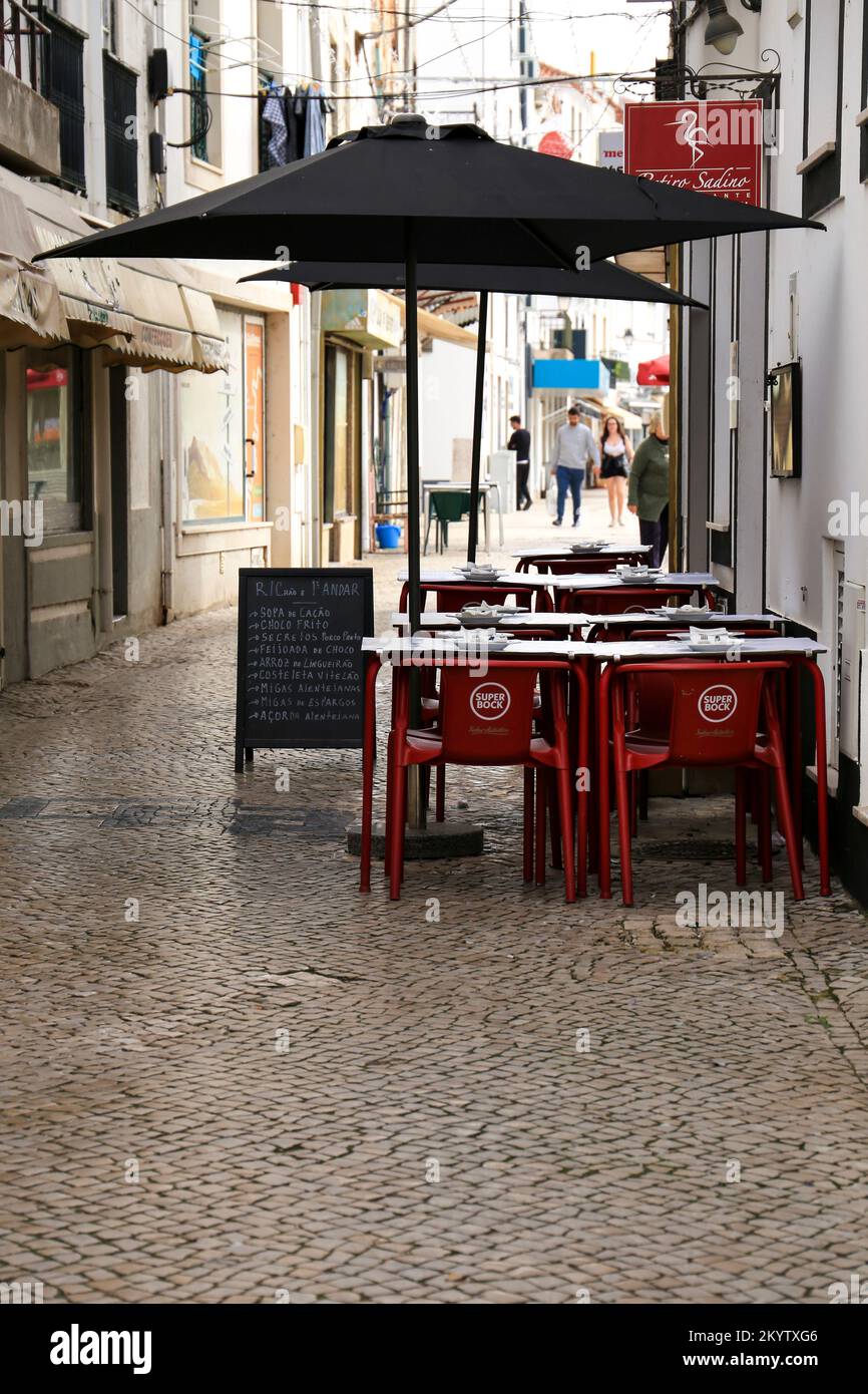 Alcacer do Sal, Setubal, Portugal- October 28, 2022: Bar with empty ...