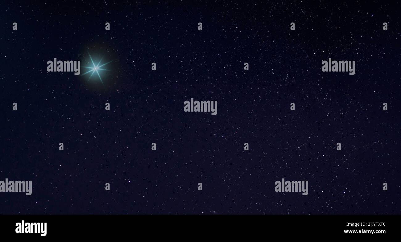 Unidentified blue light in the night sky with room for text Stock Photo ...