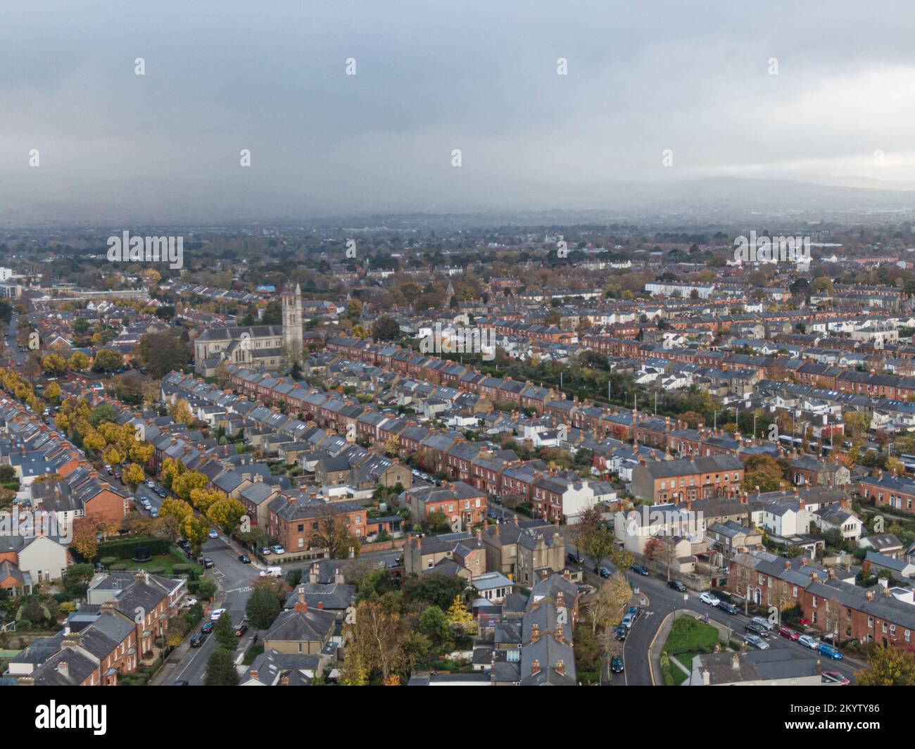 Street and house in the suburbs of Dublin, Ireland, Aerial view Stock ...