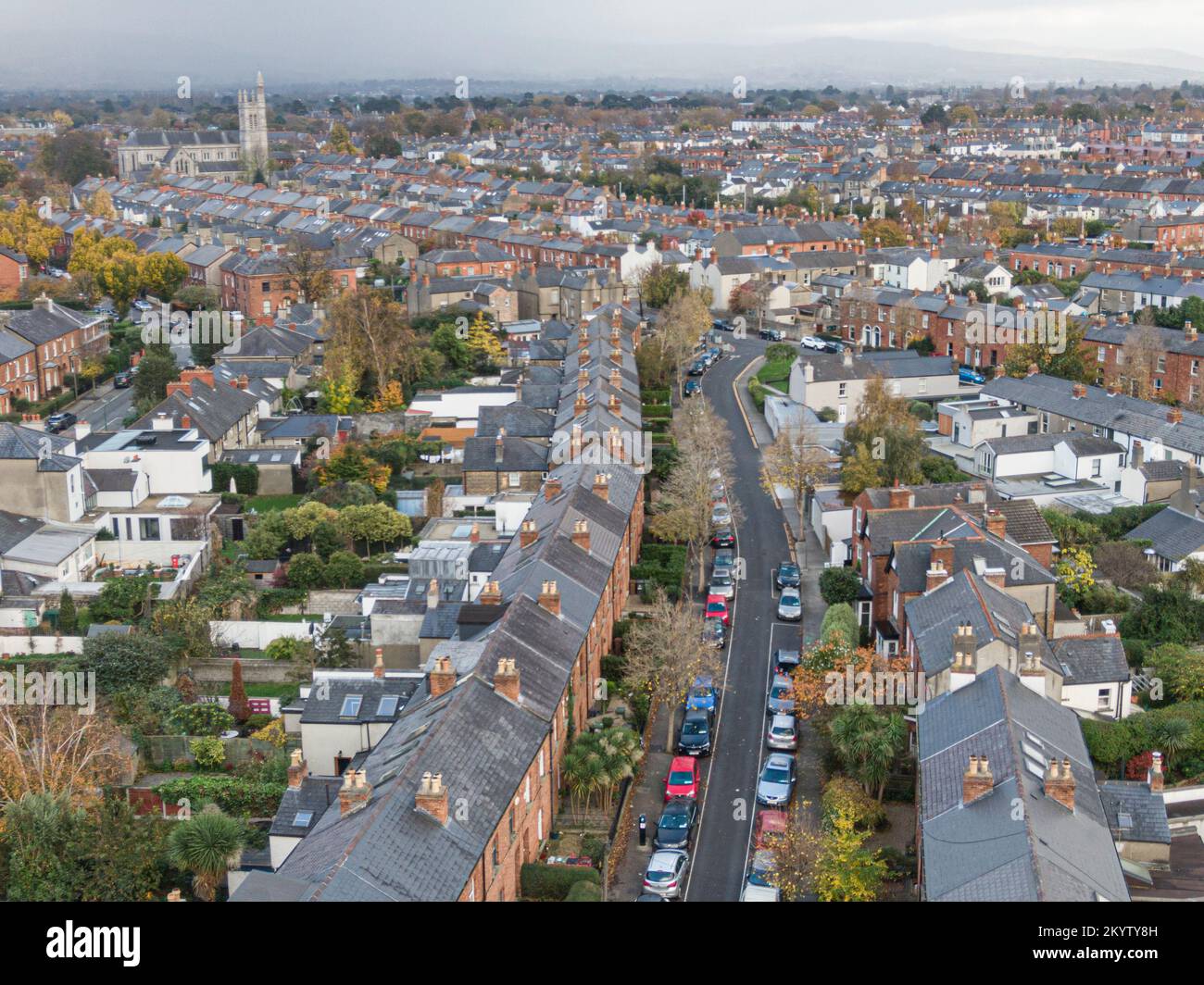 Street and house in the suburbs of Dublin, Ireland, Aerial view Stock ...