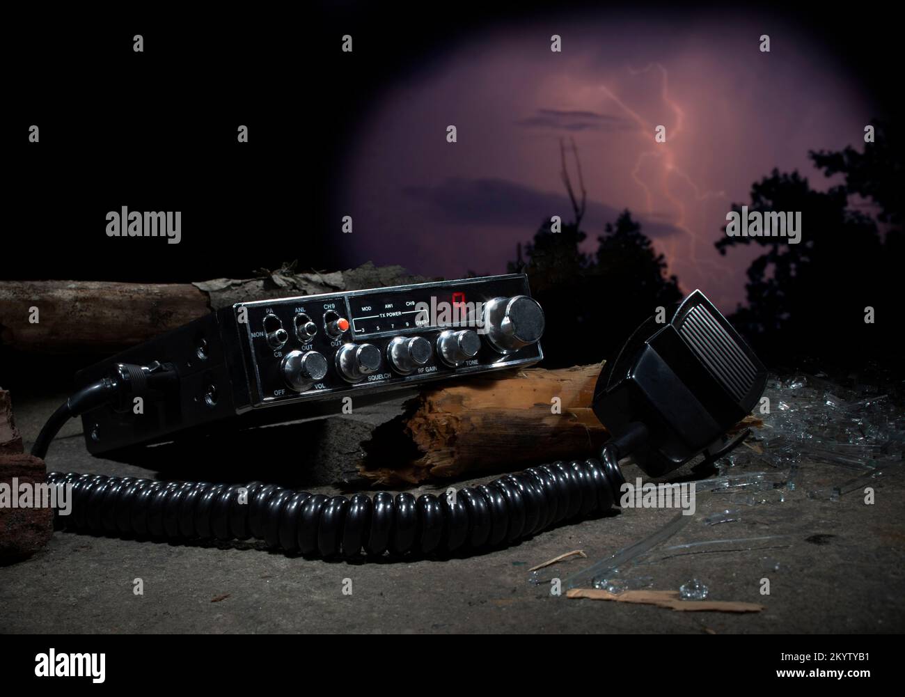 Channel 9 on a CB radio after storm damage Stock Photo - Alamy