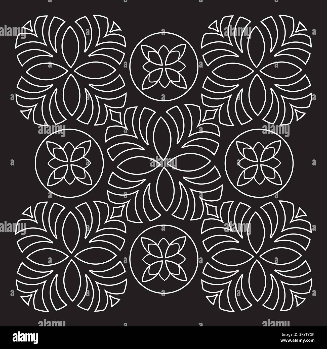 Flower Pattern Circle Oriental Symbol - Symmetry - Energy Black and ...