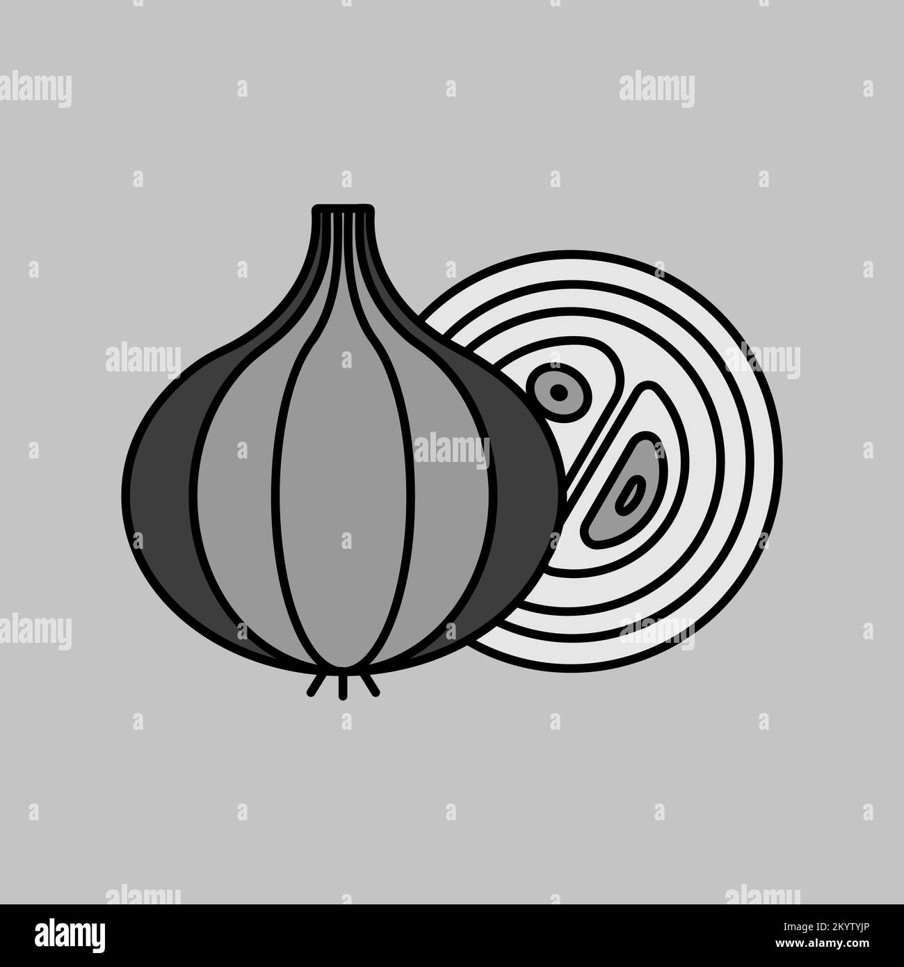 Onion vector grayscale icon. Barbecue and bbq grill sign. Vegetable ...
