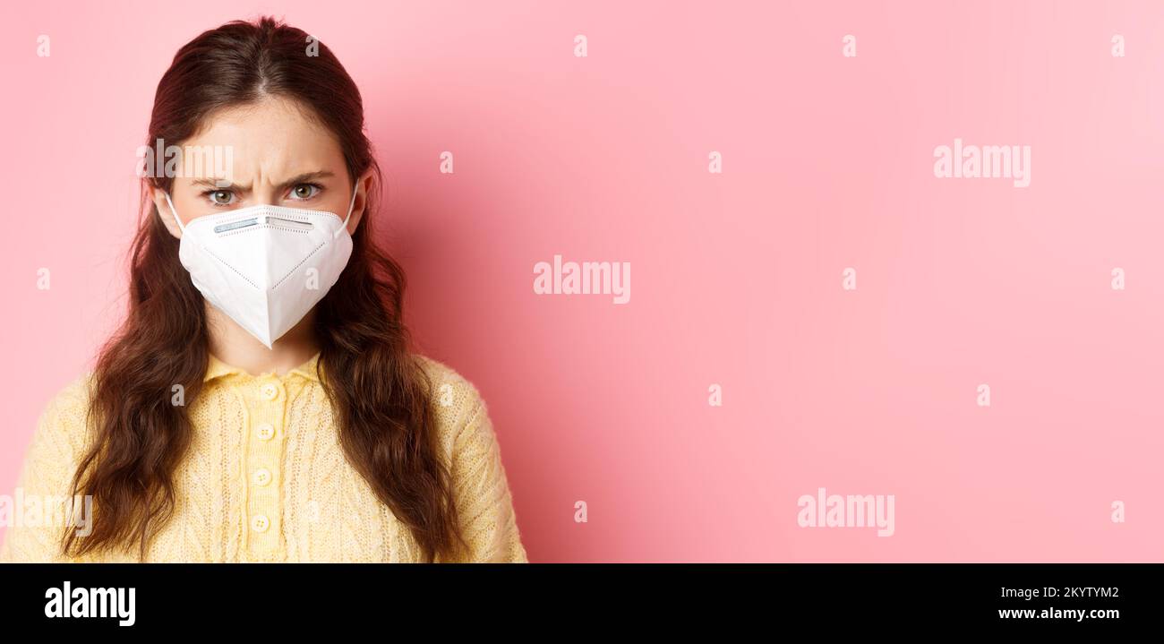 Preventive measures, health care concept. Close up of angry woman in ...