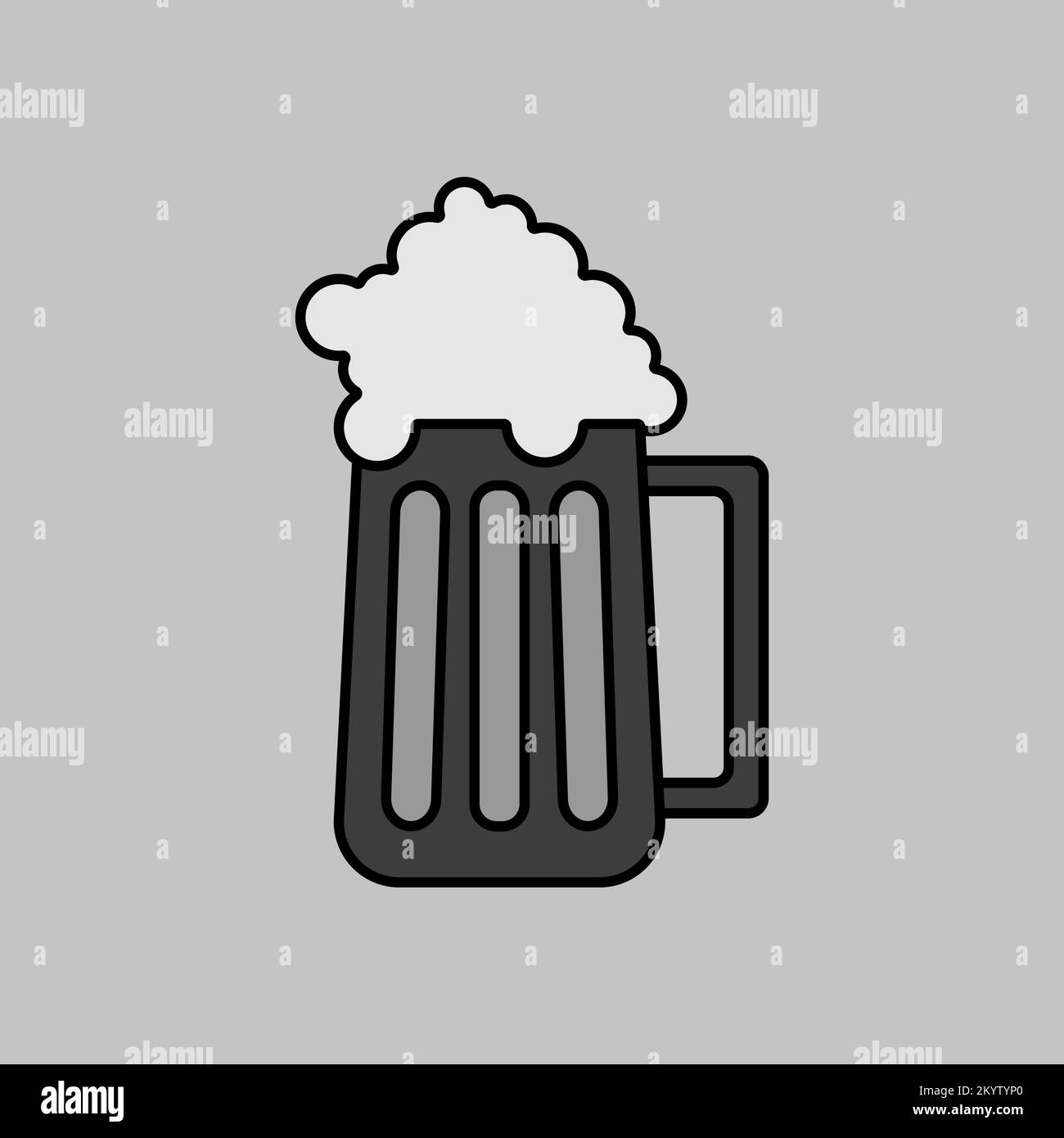 Beer glass vector grayscale icon. Barbecue and bbq grill sign. Graph ...