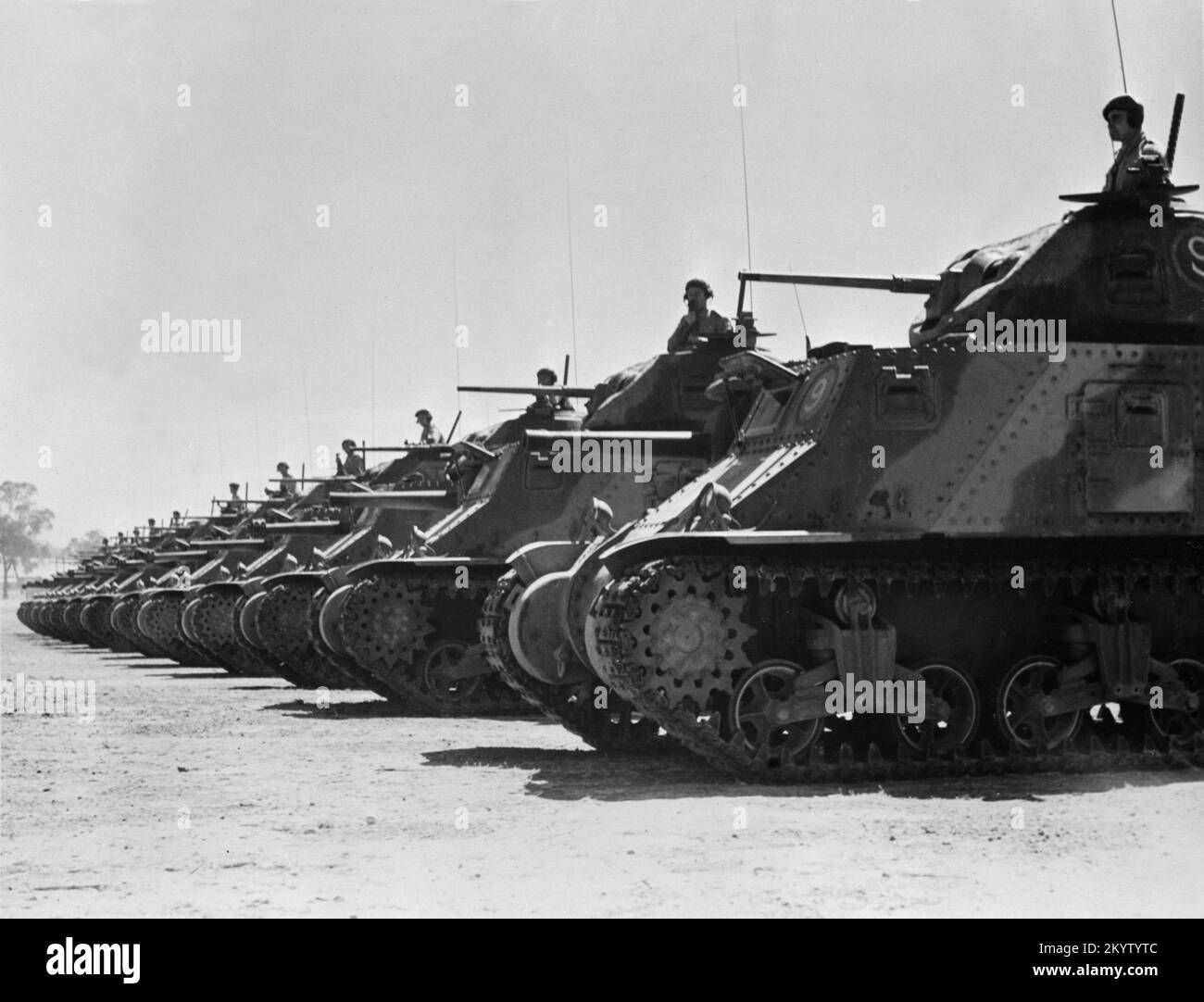 A vintage photo circa March 1943 of a line of American built M3 Grant ...
