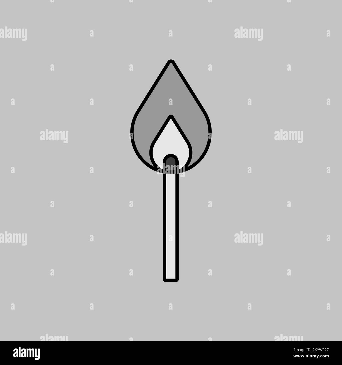 Burning match vector grayscale icon. Barbecue and bbq grill sign. Graph ...