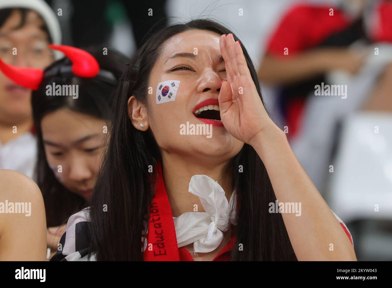 Al Rayyan, Qatar. 02nd Dec, 2022. Korean supporter before the FIFA ...