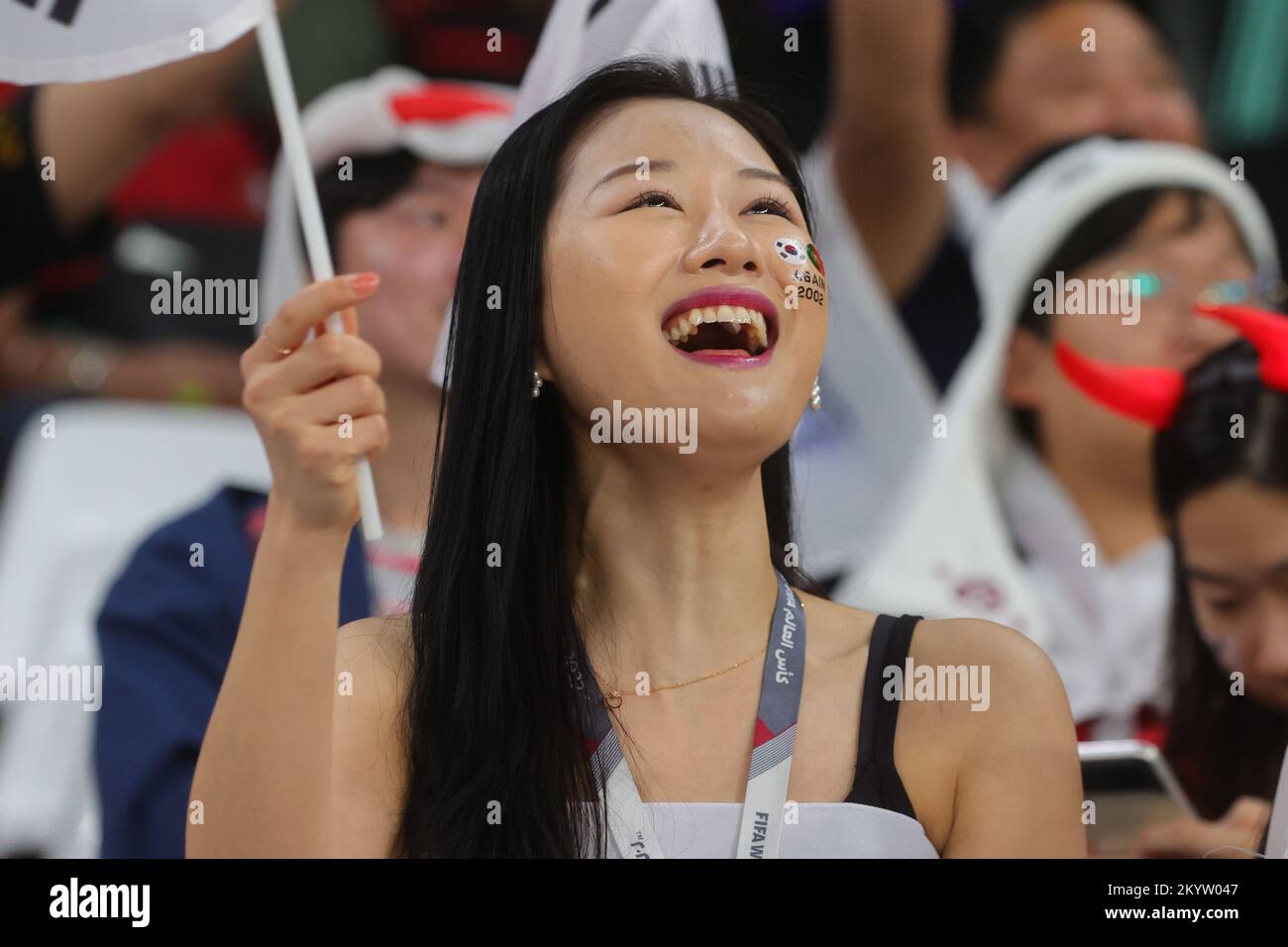 Al Rayyan, Qatar. 02nd Dec, 2022. Korean supporter before the FIFA ...
