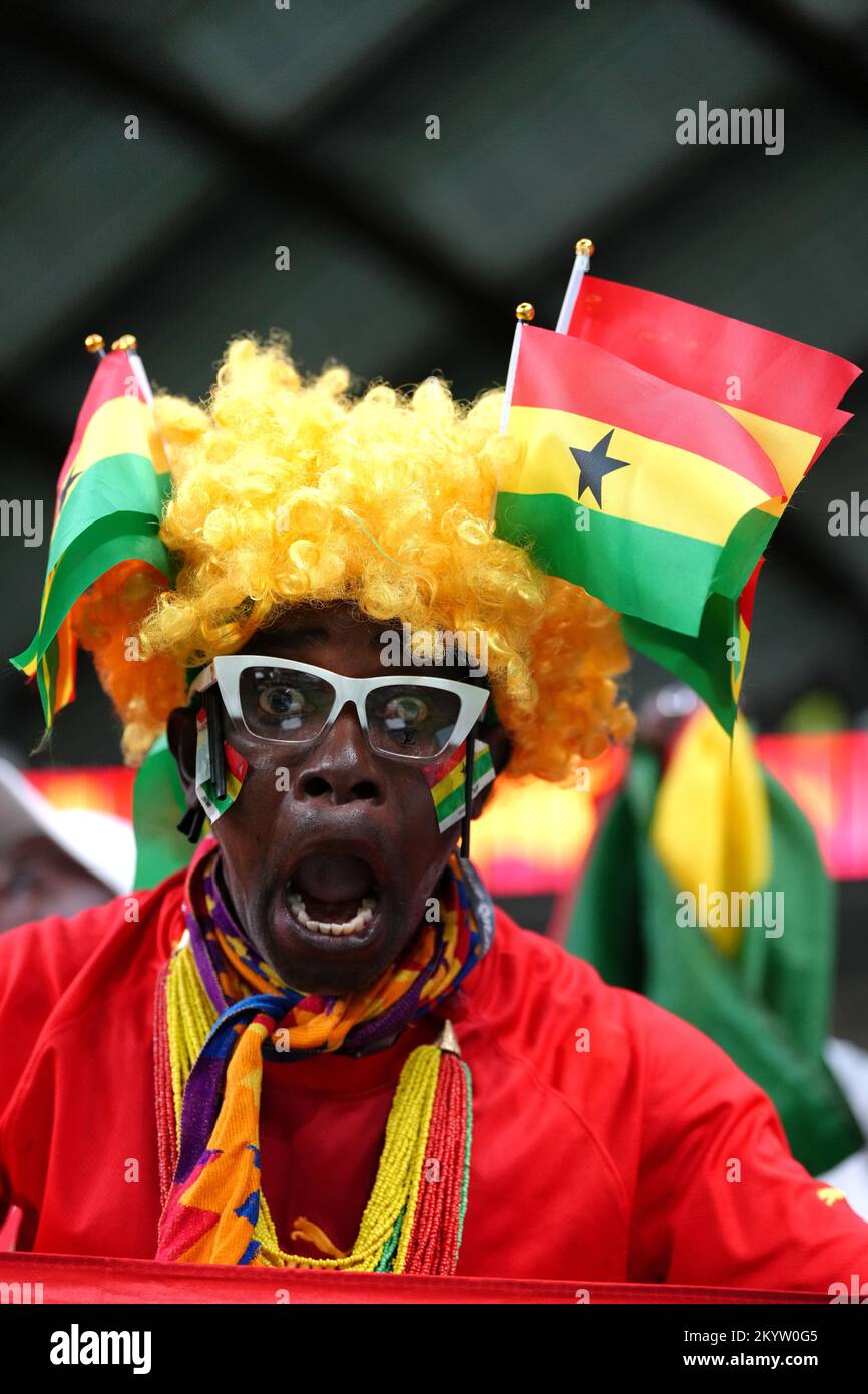 A Ghana fan ahead of the FIFA World Cup Group H match at the Al Janoub ...