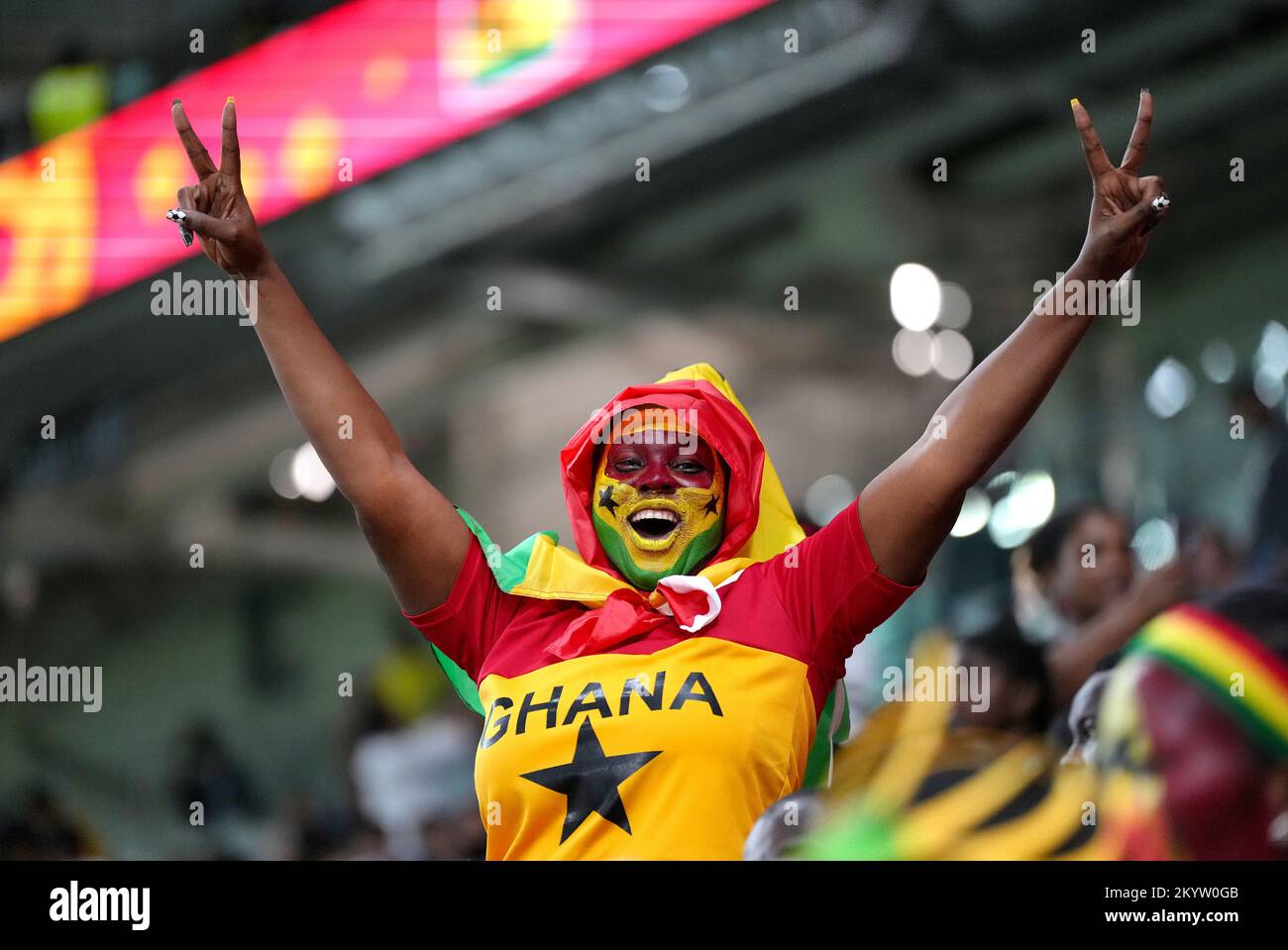 A Ghana fan ahead of the FIFA World Cup Group H match at the Al Janoub ...