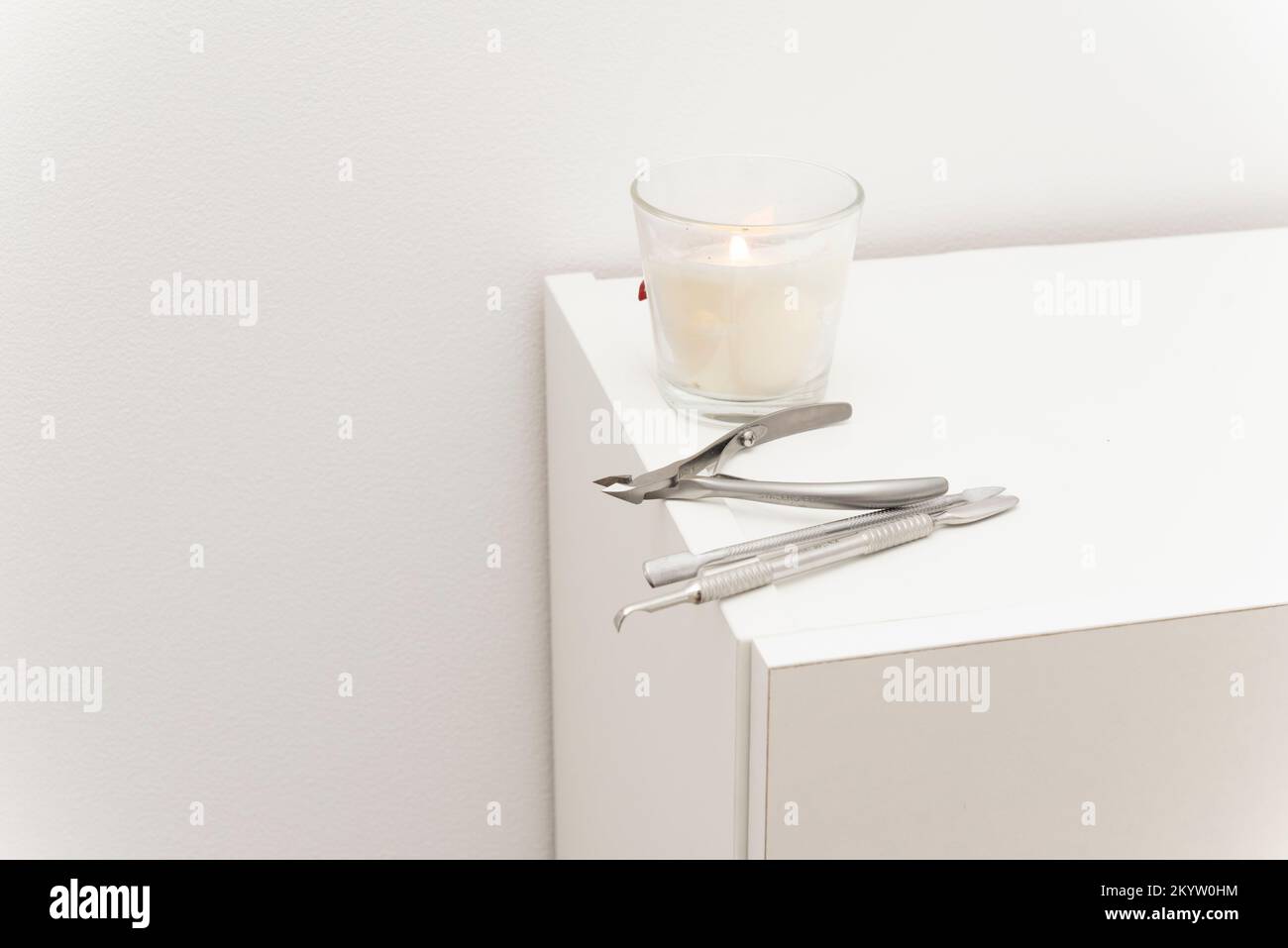 Utensils for cleaning and caring for nails in a beauty salon Stock ...