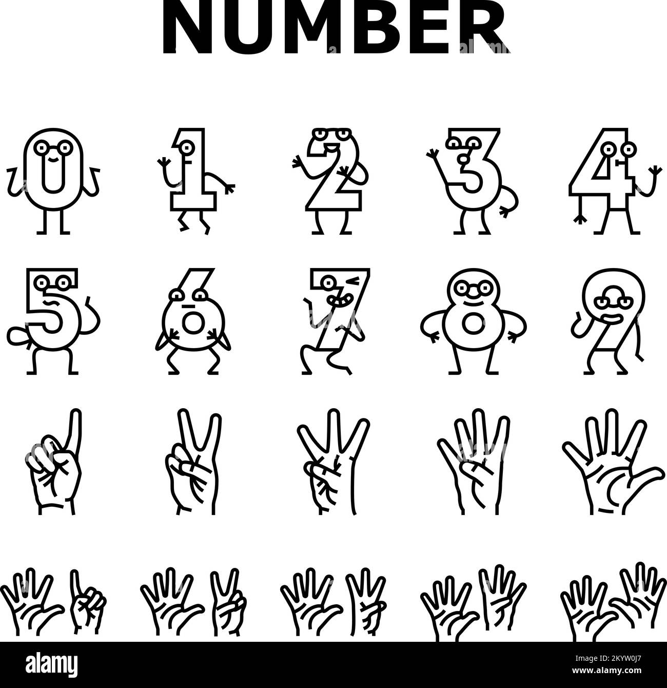 number character cute icons set vector Stock Vector Image & Art - Alamy