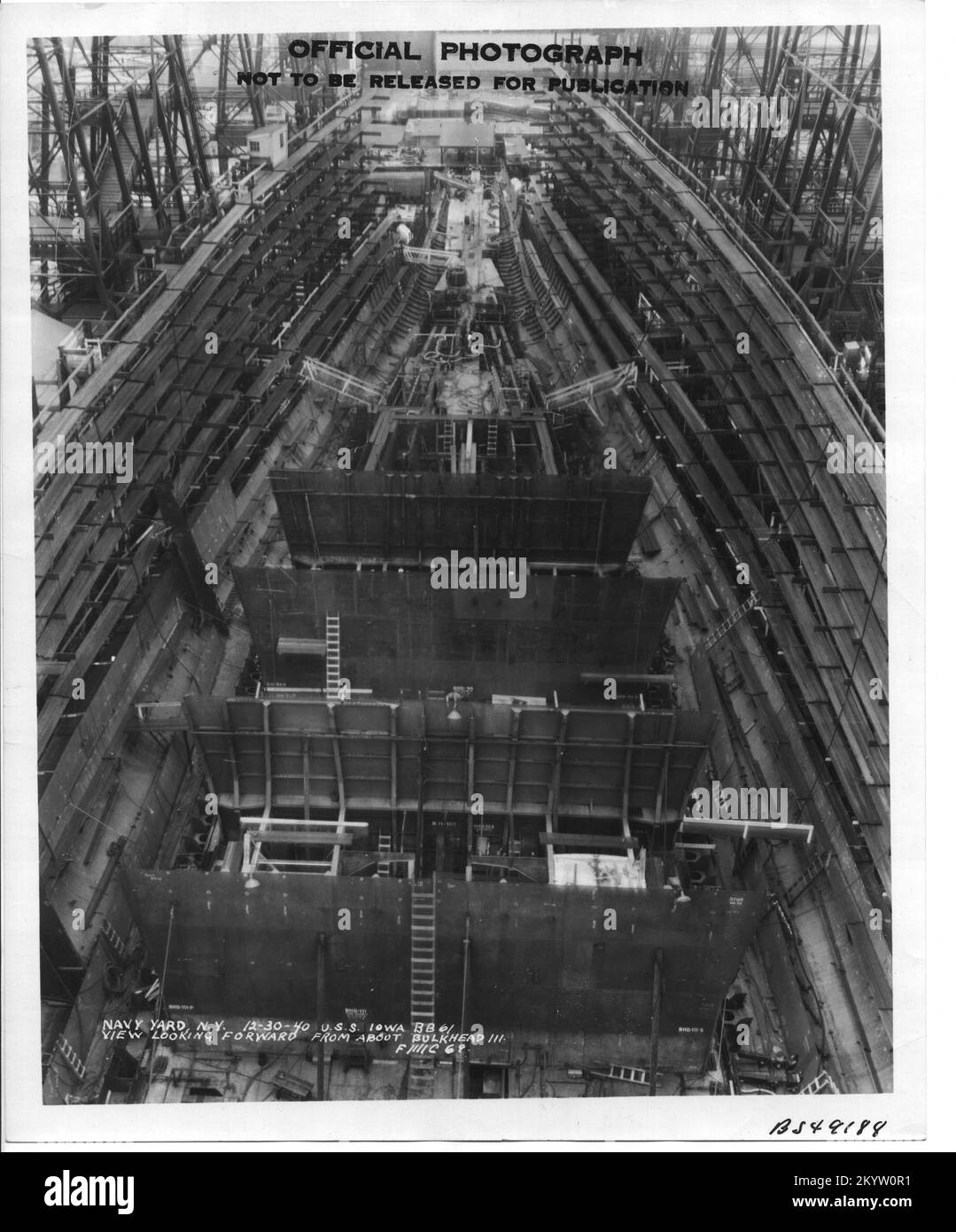 USS Iowa (BB61) in the New York Navy Yard Looking Forward From About ...