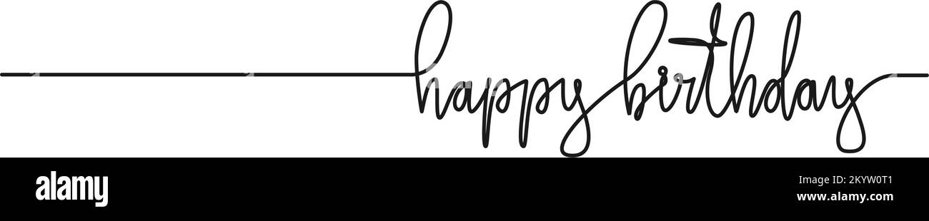 continuous single line drawing of text HAPPY BIRTHDAY isolated on white ...