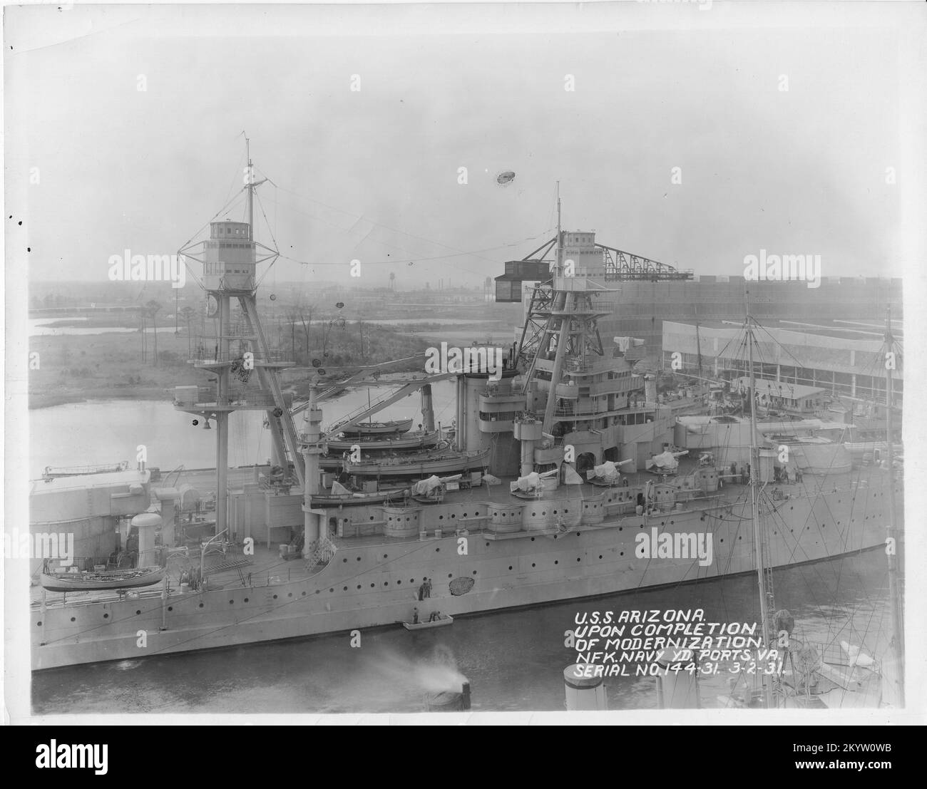 USS Arizona, Upon Completion of Modernization, Norfolk Navy Yard Ports ...