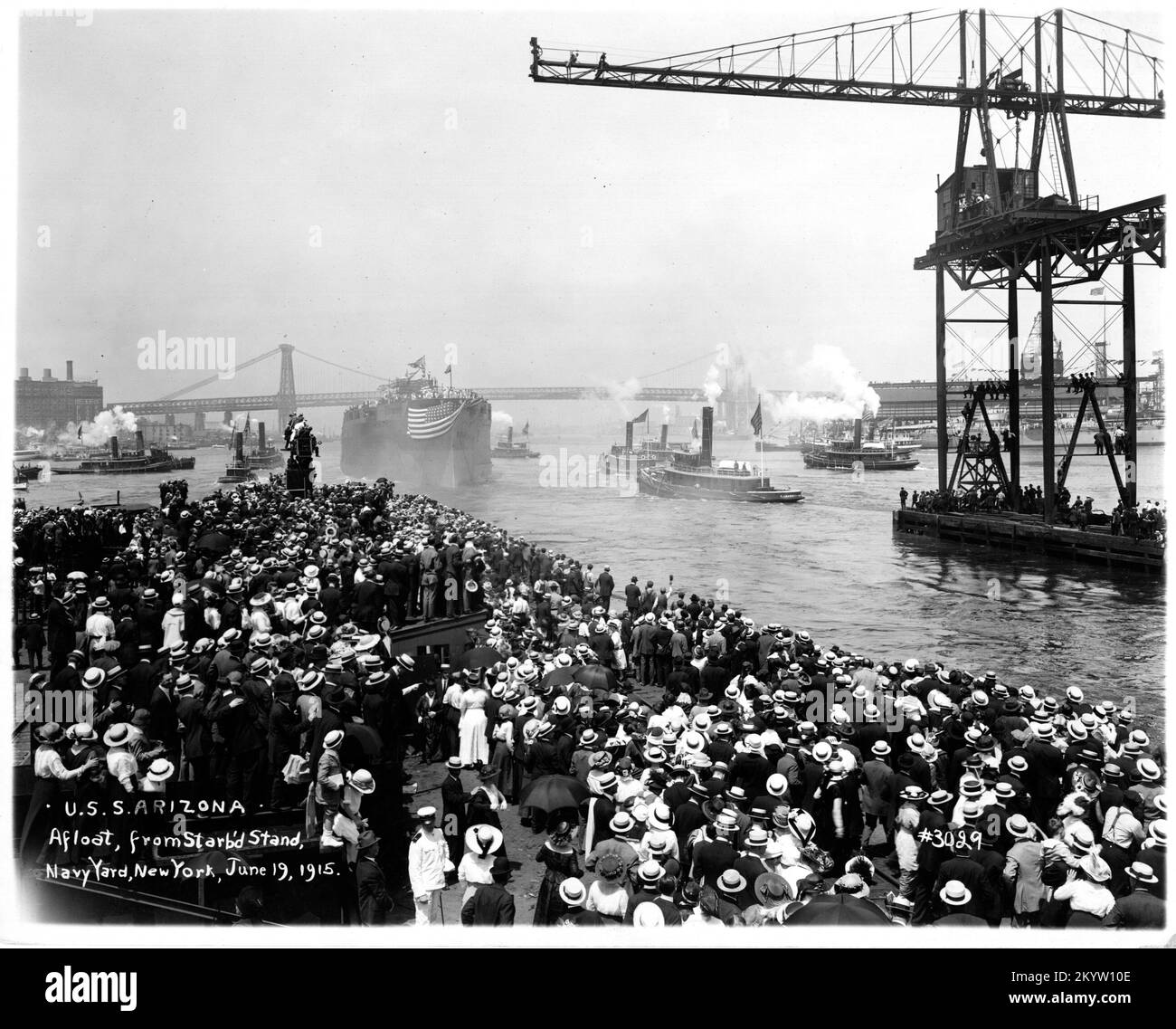 USS Arizona, Afloat from Starboard Stand, Navy Yard, New York , Ships ...