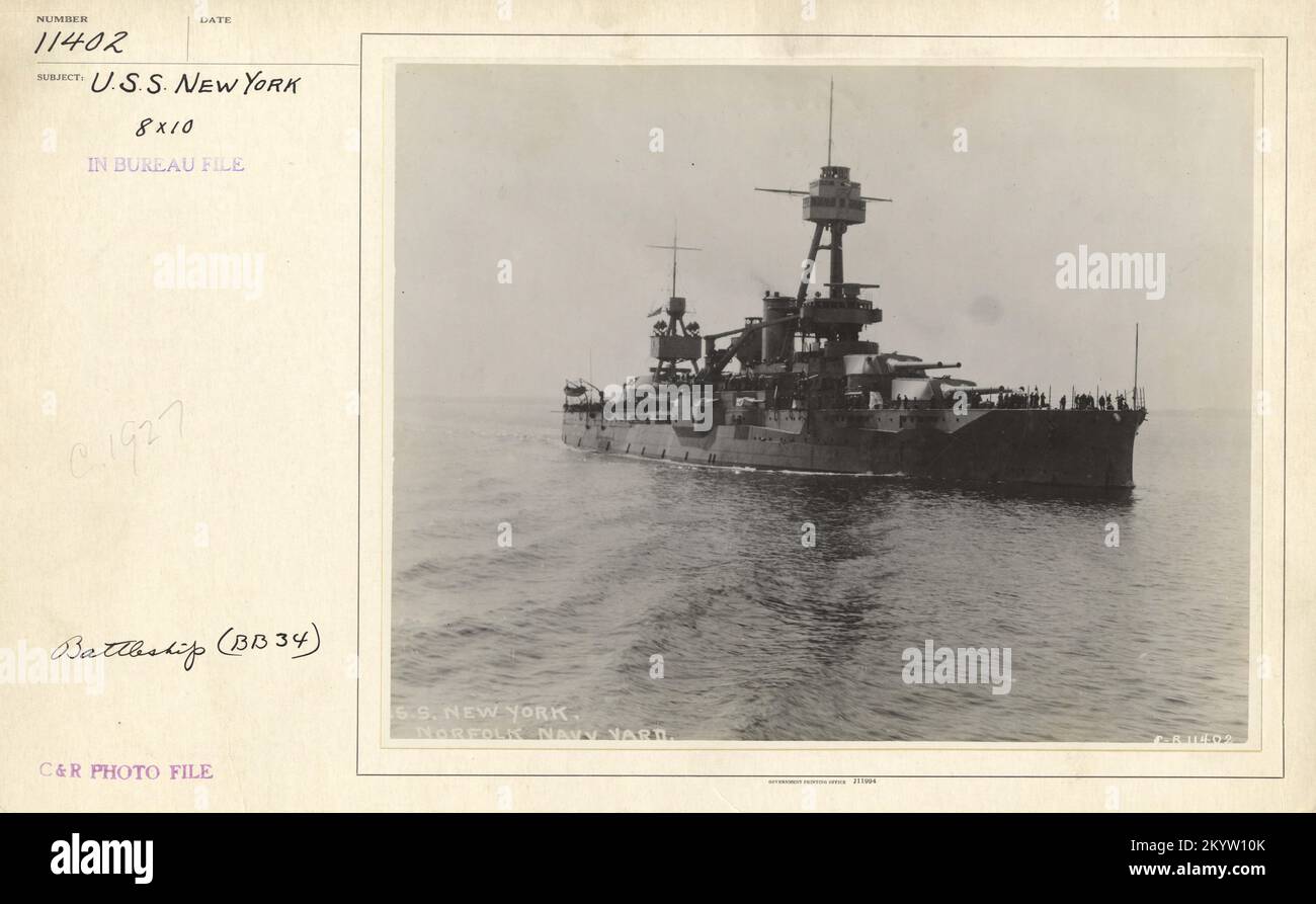 Photograph of the USS New York Battleship (BB-34) , Ships, Naval ...