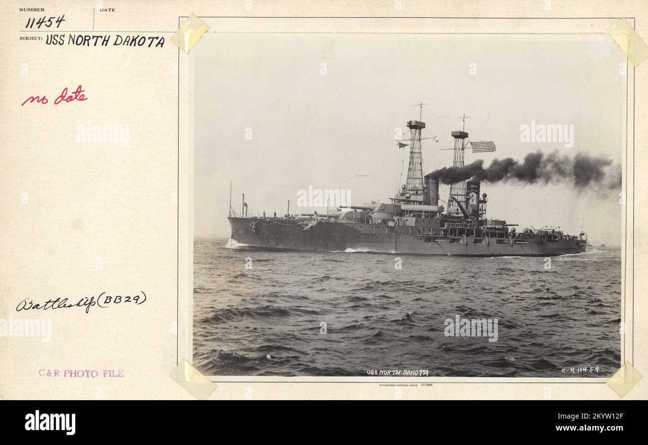 Photograph of the USS North Dakota Battleship (BB-29) , Ships, Naval ...