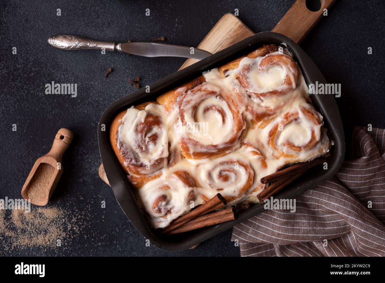 Cinnamon rolls, traditional winter sweets Stock Photo - Alamy