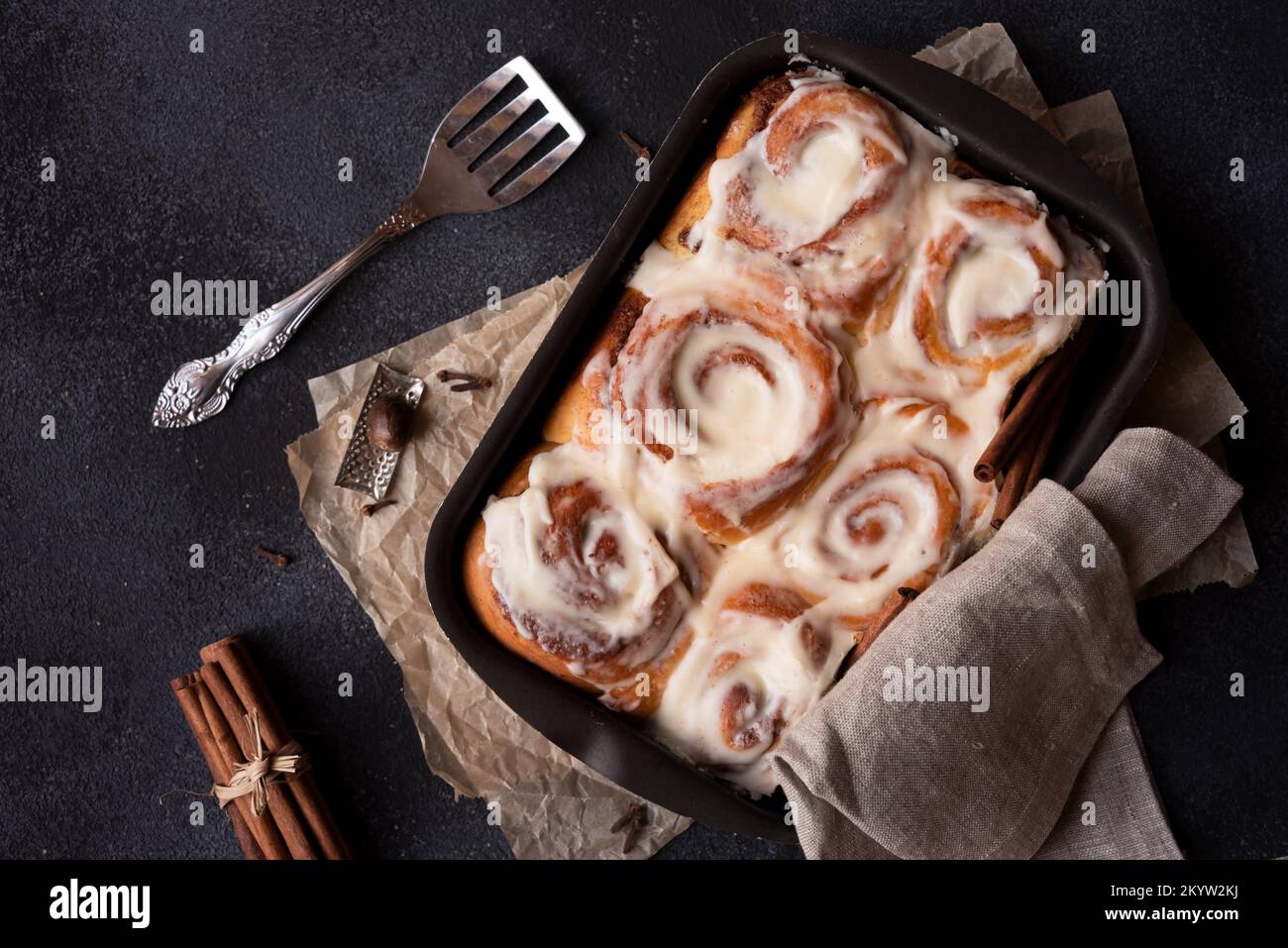 Cinnamon rolls, traditional winter sweets Stock Photo - Alamy
