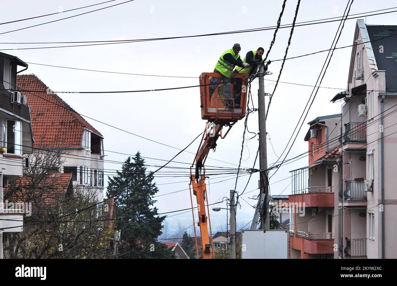 Electricians on the work Stock Photo - Alamy