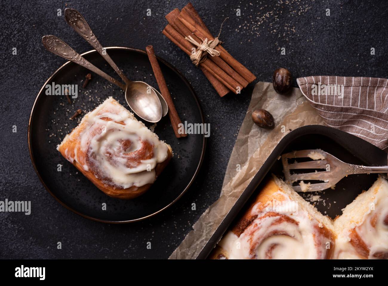 Cinnamon rolls, traditional winter sweets Stock Photo - Alamy
