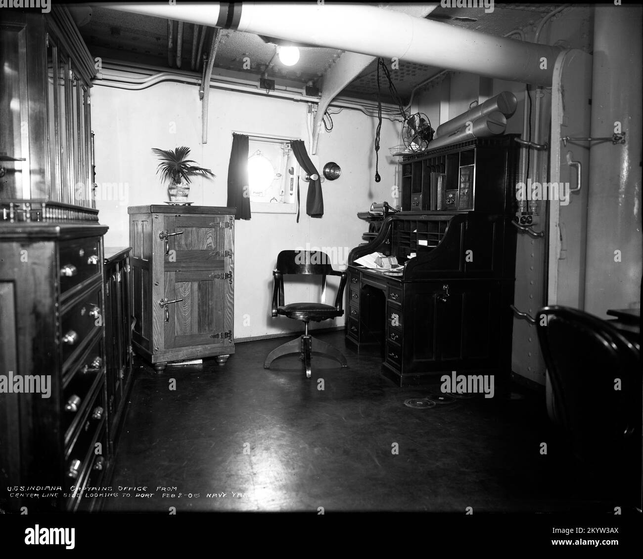 USS Indiana (BB-1) - Captains Office from Center Line Side Looking to ...