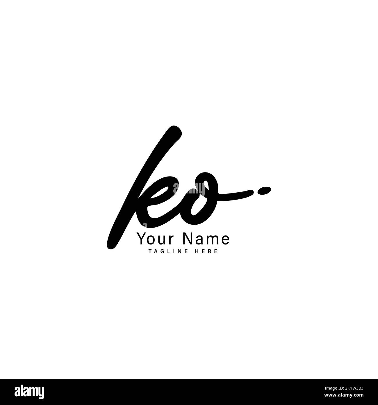 K O KO Initial letter handwritten and signature vector image, modern style in joining template ...