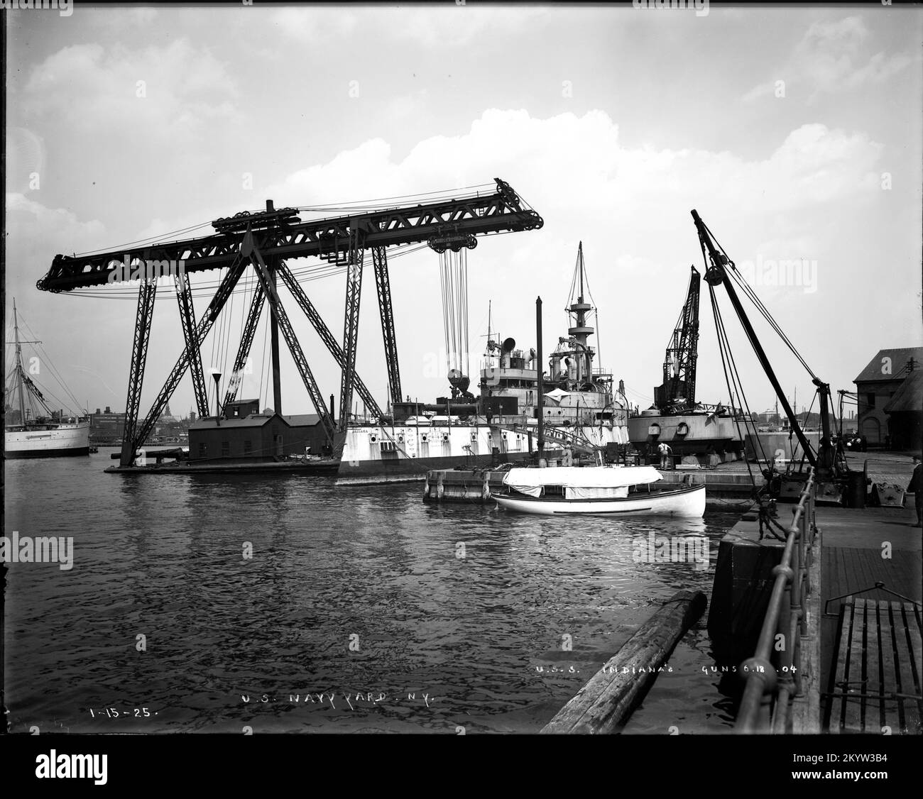 USS Indiana (BB-1) - Guns - Navy Yard, New York , Ships, Naval Vessels ...
