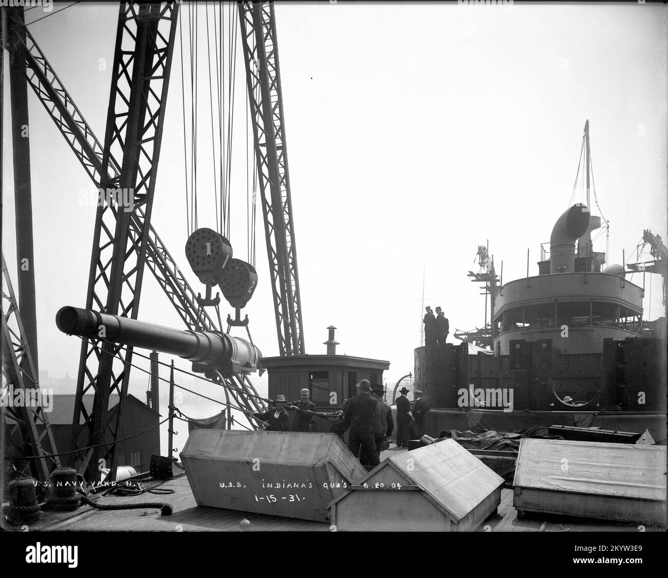 USS Indiana (BB-1) - Guns - Navy Yard, New York , Ships, Naval Vessels ...