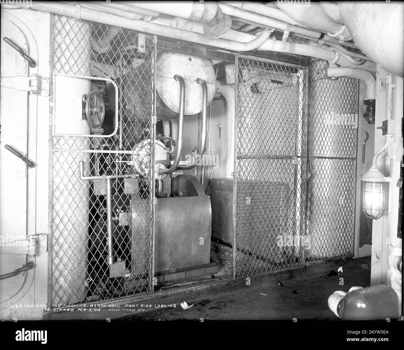 USS Indiana (BB-1) - Ice Machine - Berth Deck, Portside Looking to ...