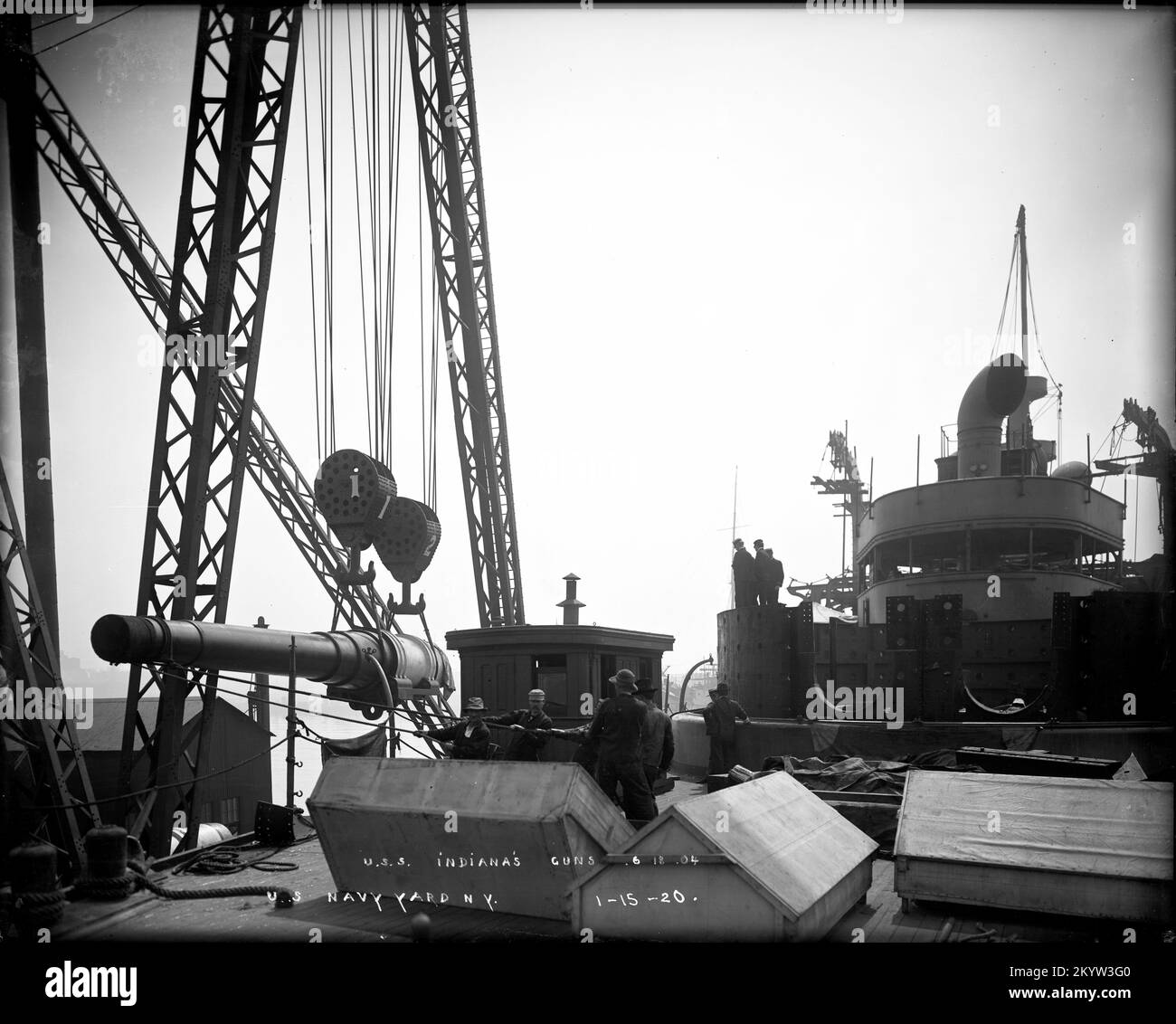 USS Indiana (BB-1) - Guns - Navy Yard, New York , Ships, Naval Vessels ...