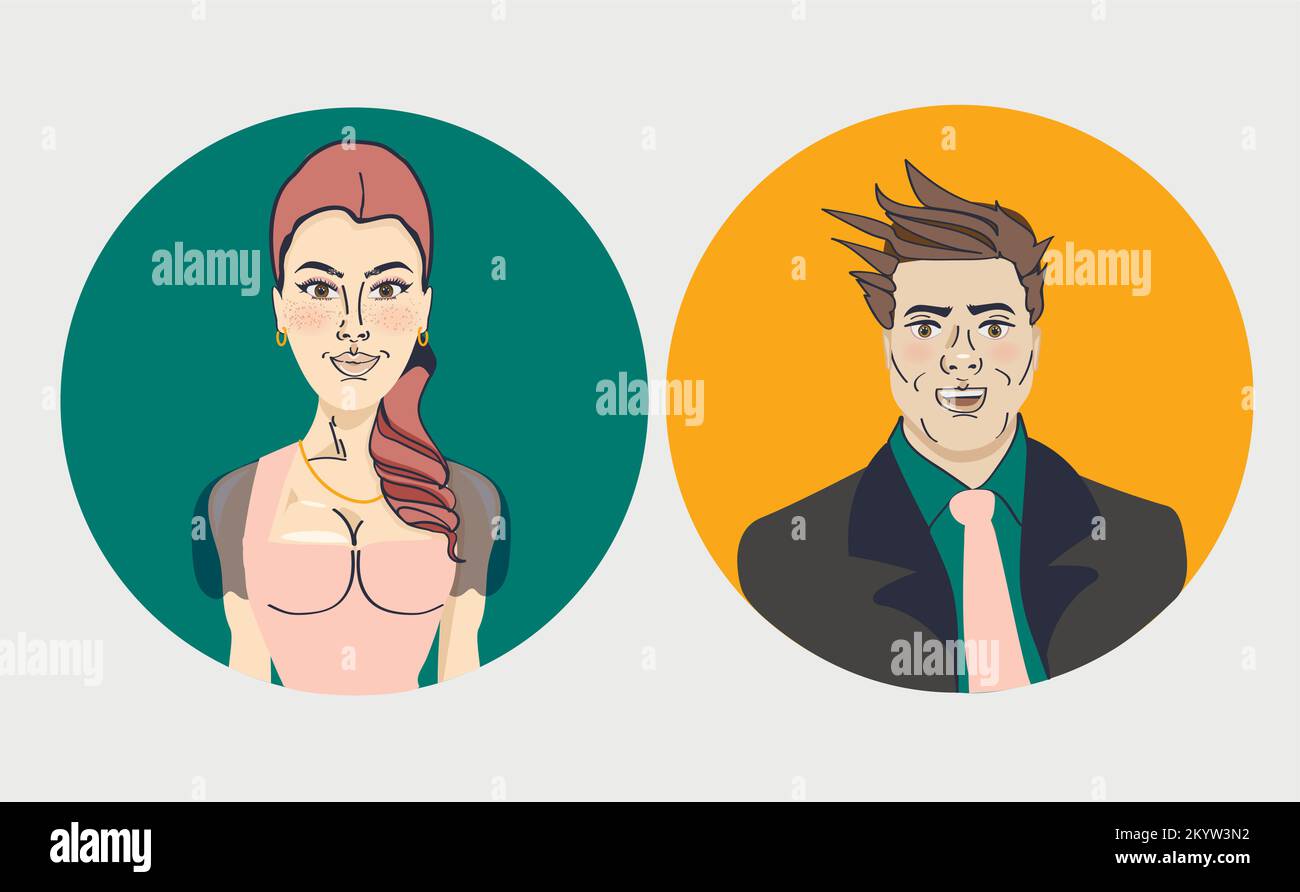 Avatars set with people face for social media or profile in app. flat ...