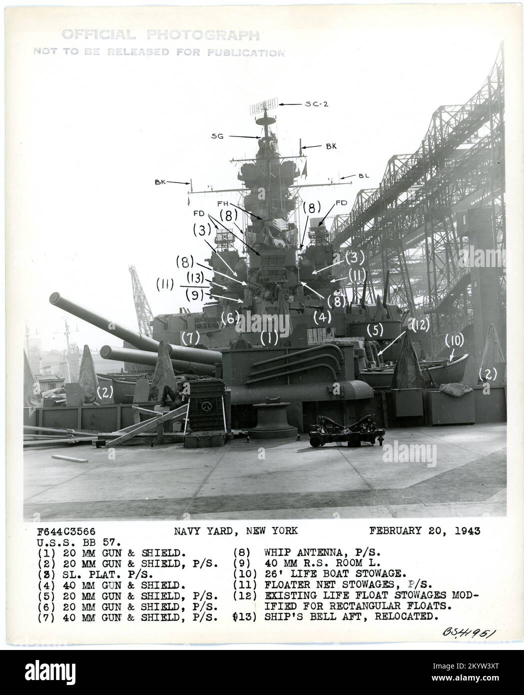 Photograph of the USS South Dakota (BB-57) , Ships, Naval Vessels ...