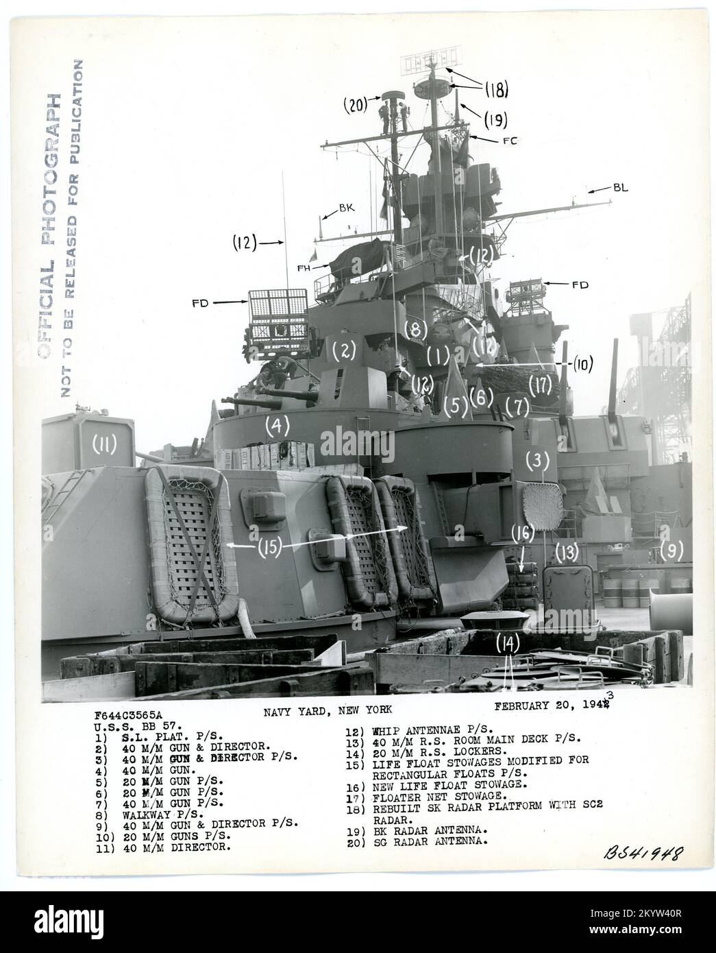 Photograph of the USS South Dakota (BB-57) , Ships, Naval Vessels ...