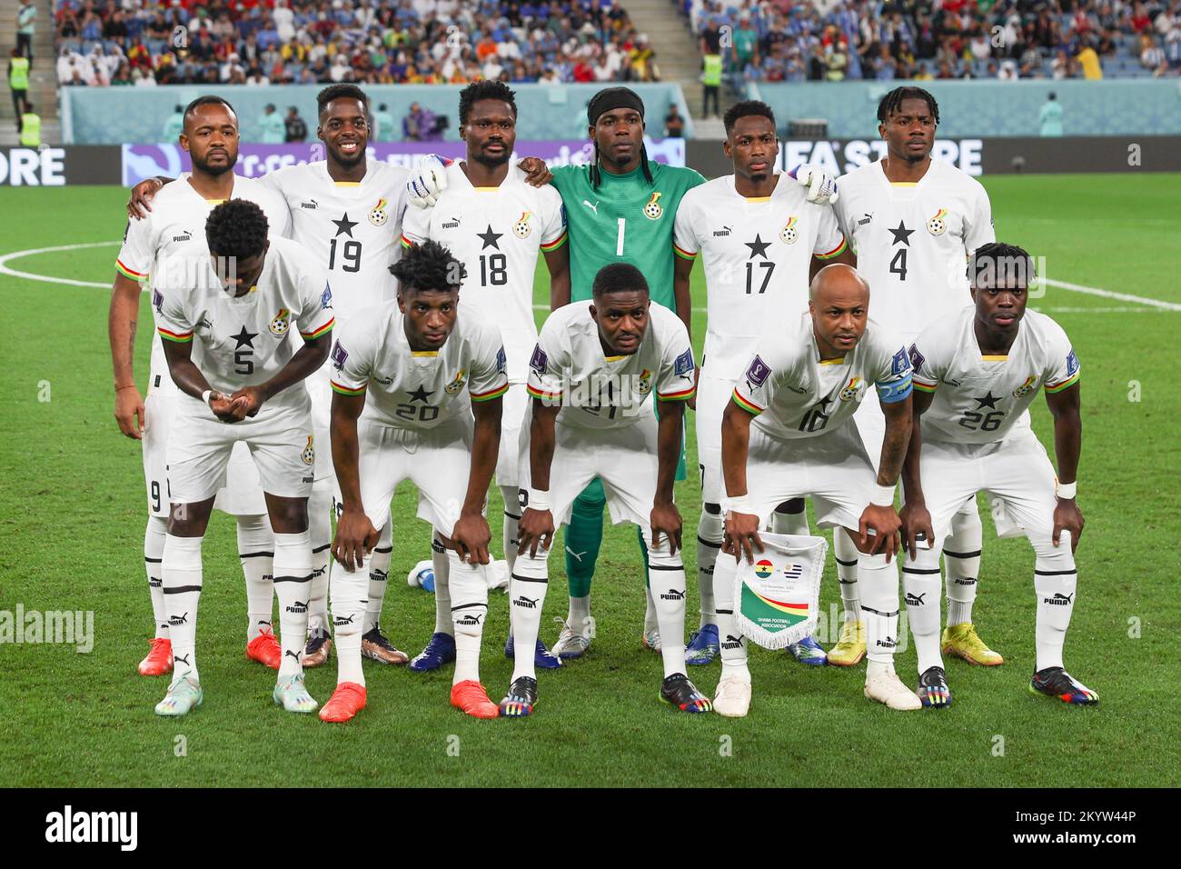 Al Wakrah, Qatar. 2nd Dec, 2022. Starting players of Ghana line up ...