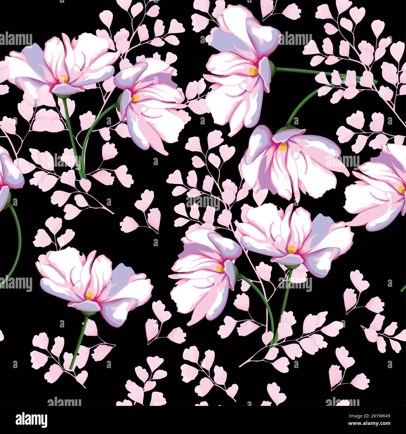 Modern big floral vector seamless pattern. Background isolated. Digital ...