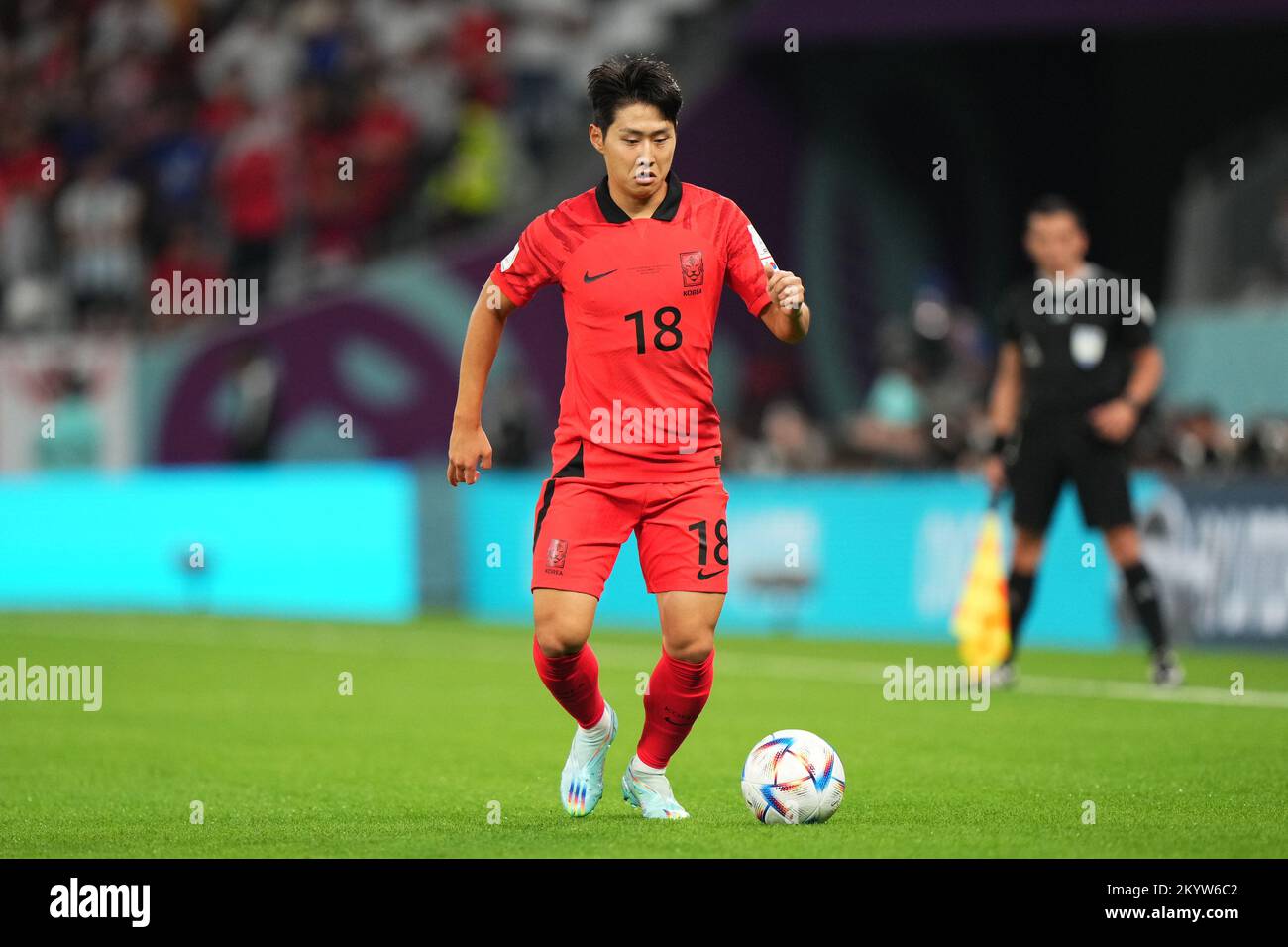Doha, Qatar. Dec 2, 2022, Lee Kangin Lee of South Korea during the FIFA World Cup Qatar 2022 ...