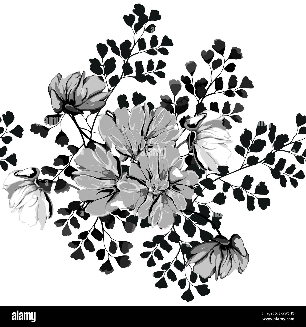 Modern big floral vector seamless pattern. Background isolated. Digital ...