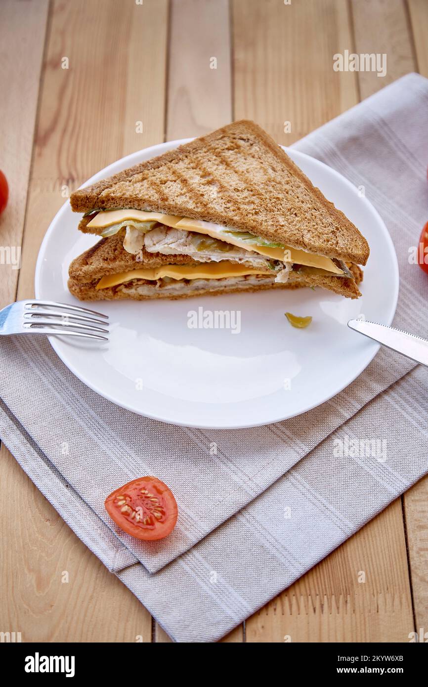 Healthy appetizer - vegan sandwich with vegetables and oyster mushroom ...