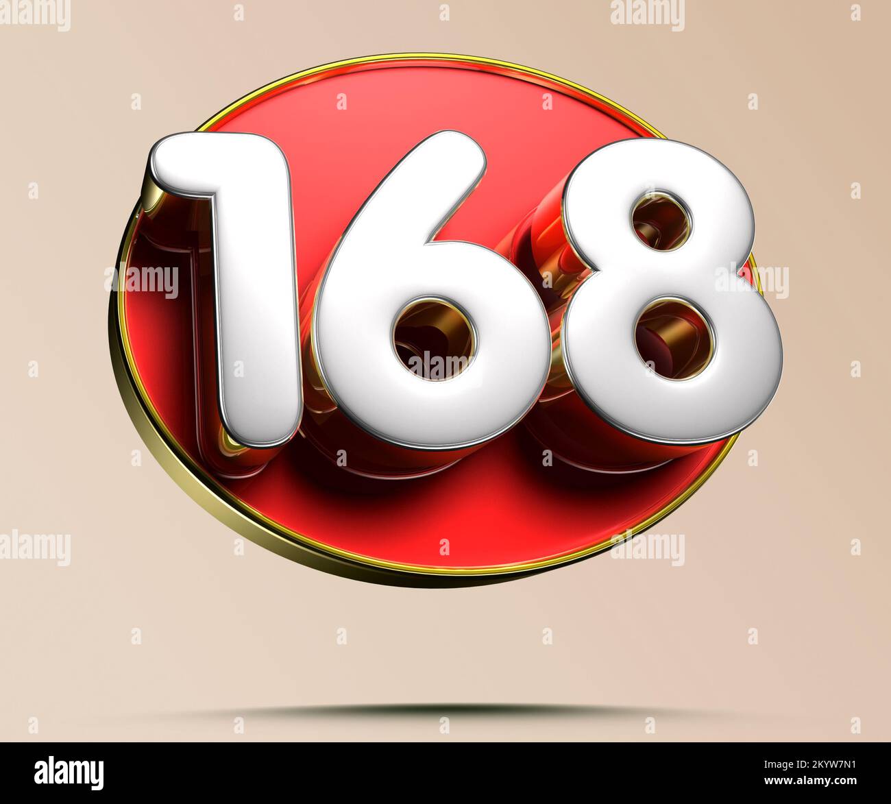 168 gold rim 3D illustration on light cream background have work path ...