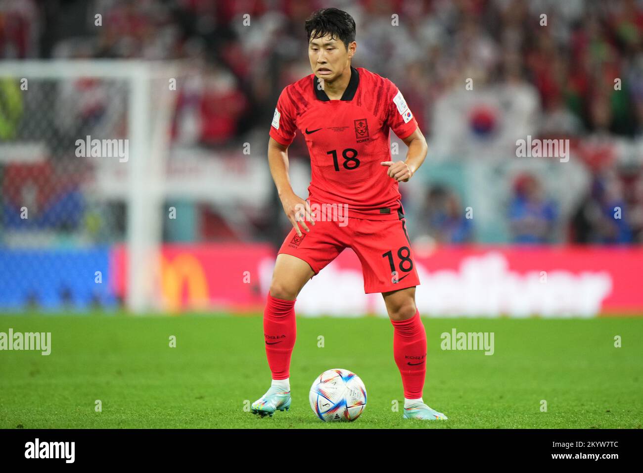 Doha, Qatar. Dec 2, 2022, Lee Kangin Lee of South Korea during the FIFA World Cup Qatar 2022 ...