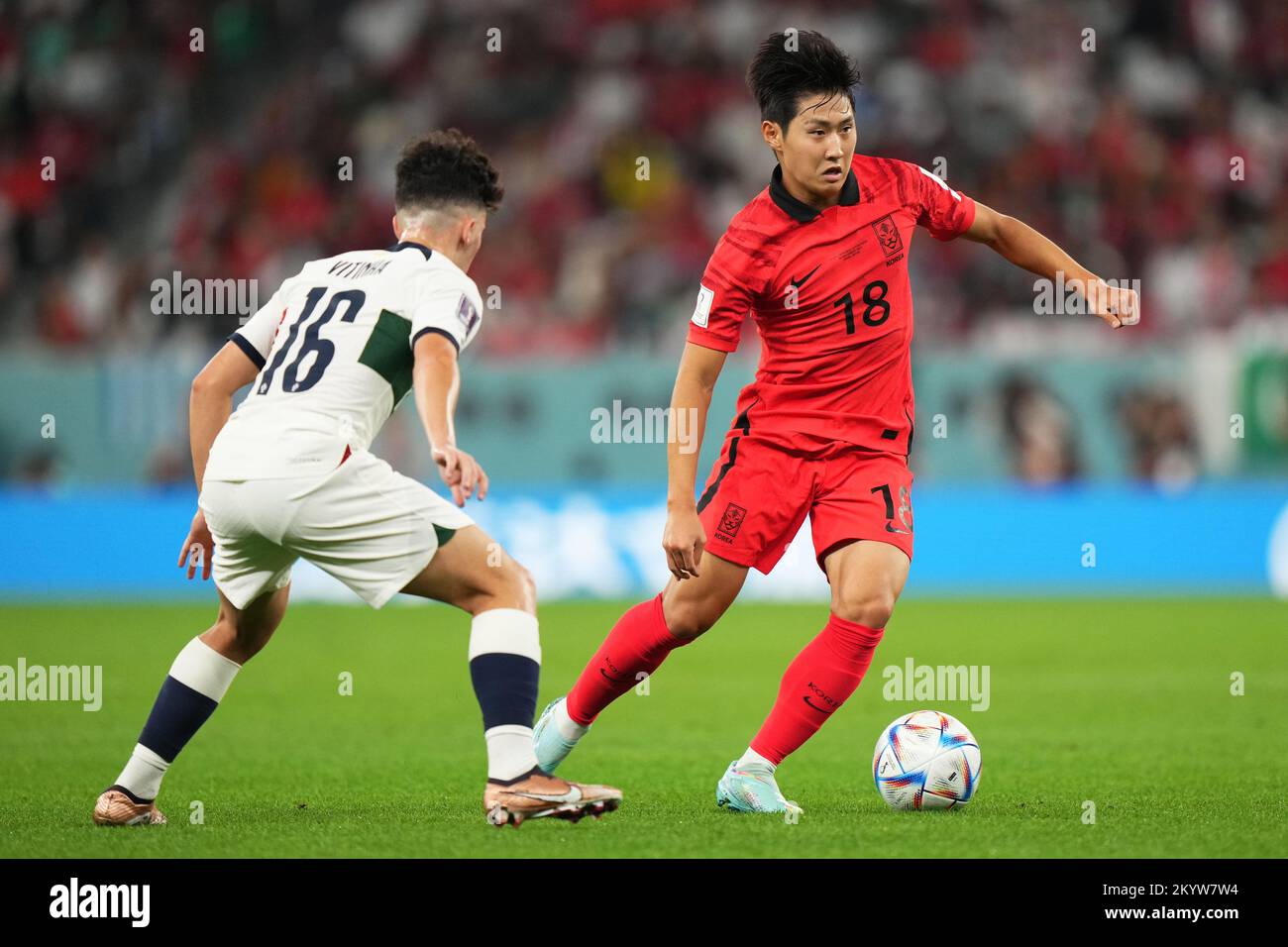 Doha, Qatar. Dec 2, 2022, Lee Kangin Lee of South Korea during the FIFA World Cup Qatar 2022 ...