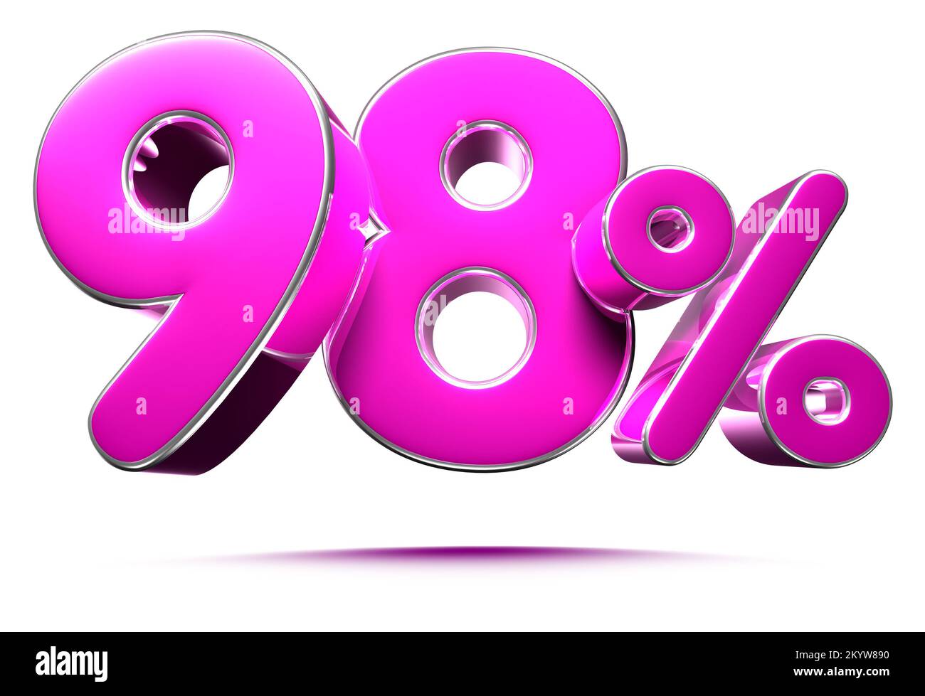 Pink 98 percent 3d illustration sign on white background have work path ... Pink 98 percent 3d illustration sign on white background have work path ...