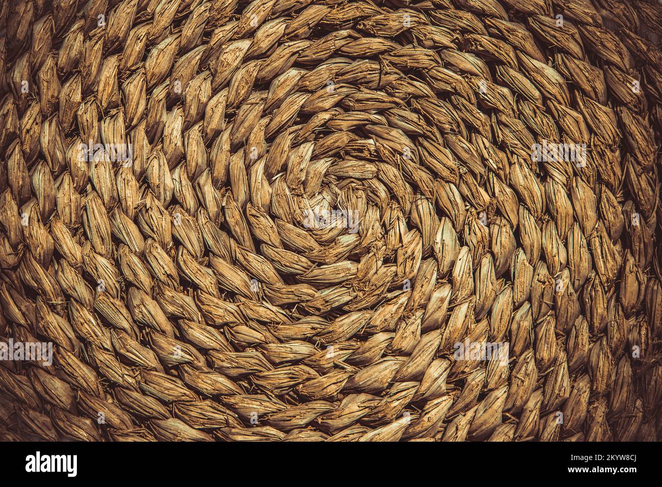 Circular braided straw crafts. Country rustic background Stock Photo ...