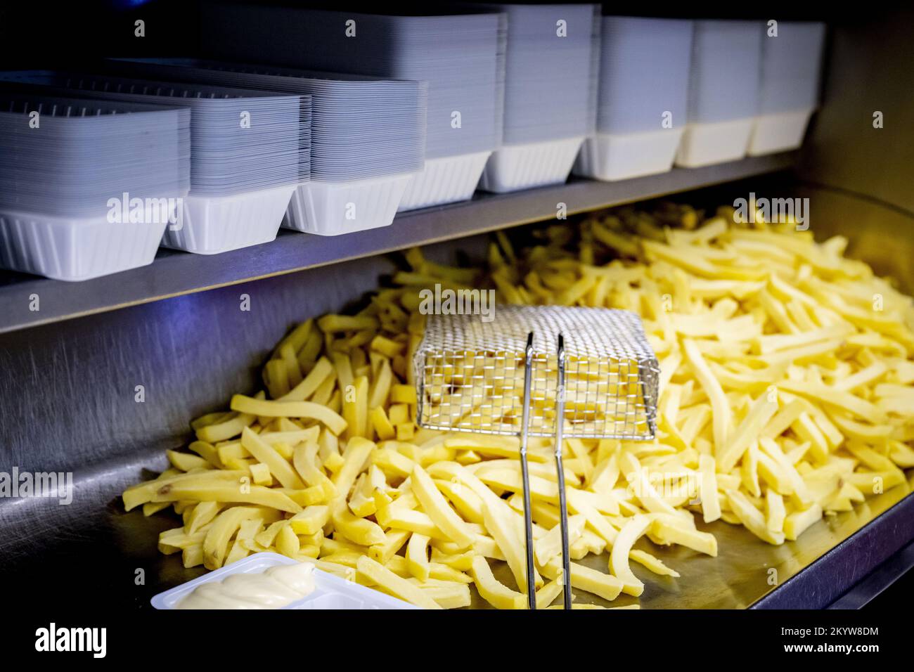 THE HAGUE - Plastic trays in chip shop Robin Utrecht netherlands out ...