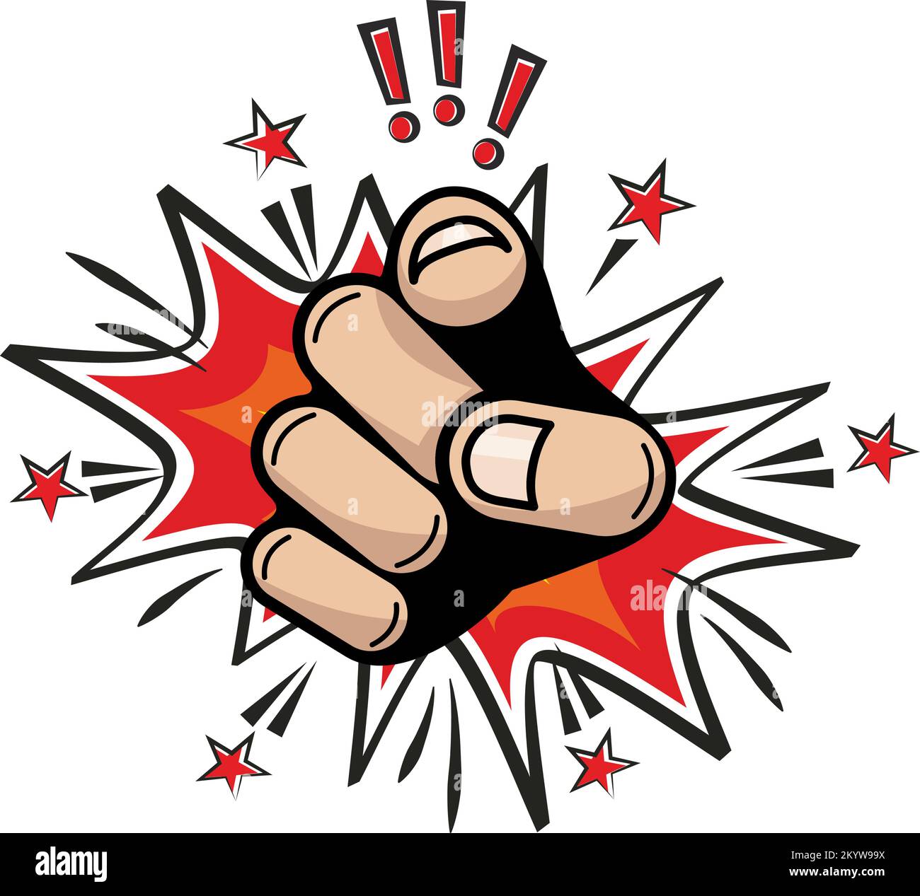 Finger pointing at you in comic style. Vector icon on transparent ...