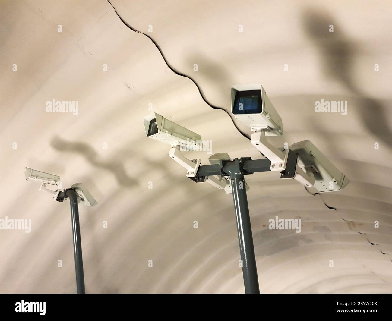 Six public cameras underground in the subway Stock Photo - Alamy